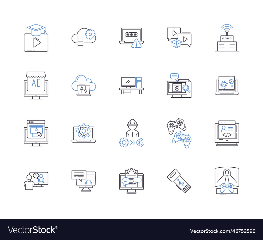 Digital devices outline icons collection Vector Image Digital devices outline icons collection Vector Image