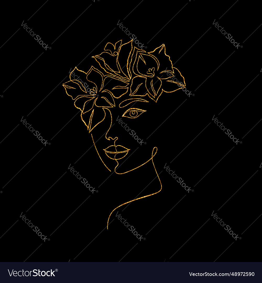 Female face in minimal line art style Royalty Free Vector