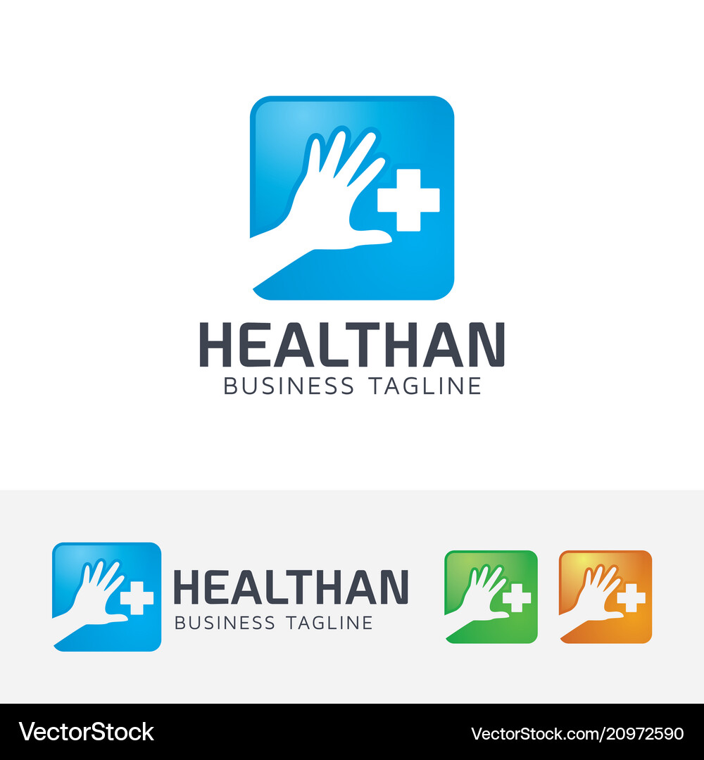 Health hand logo design Royalty Free Vector Image