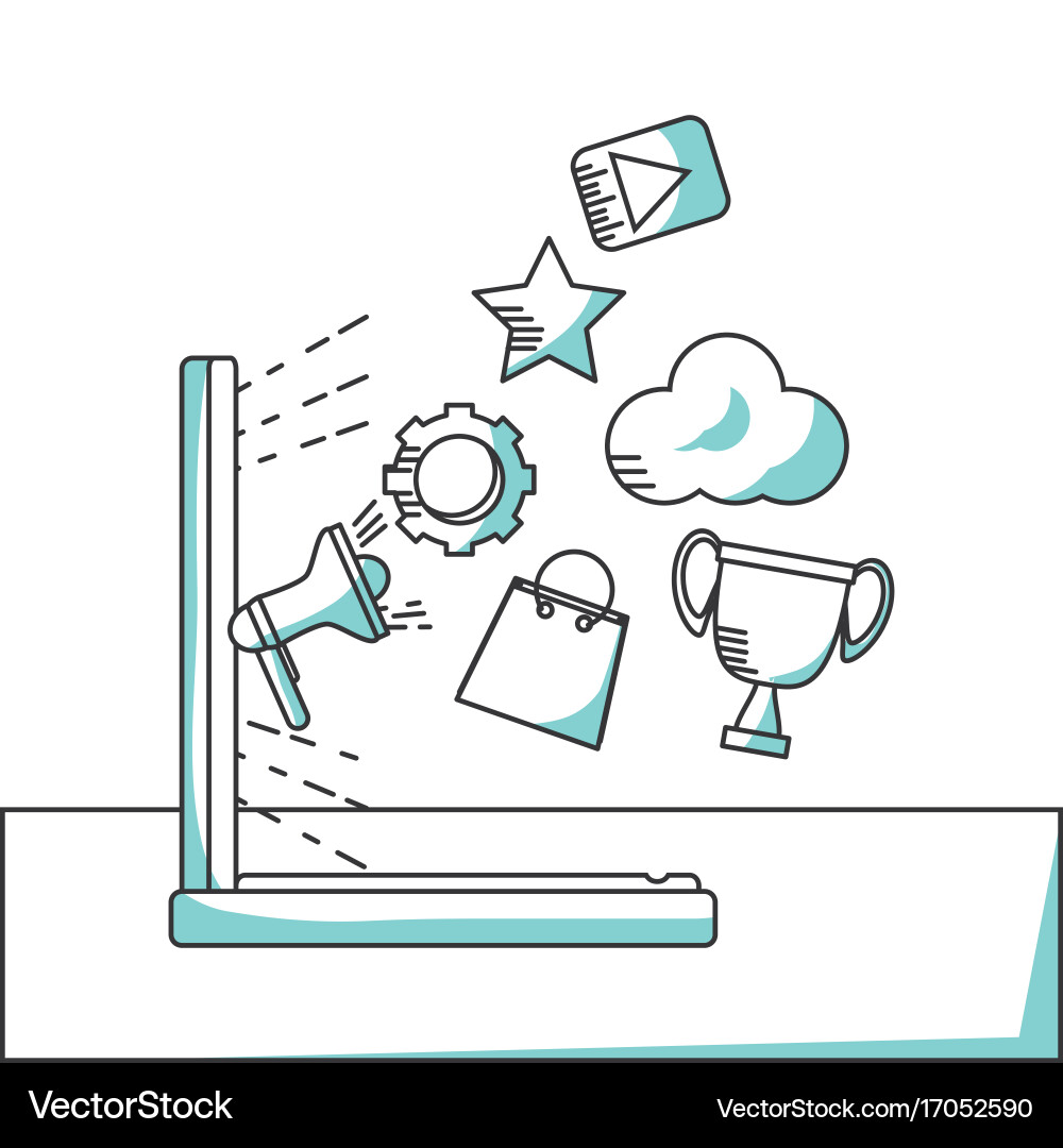 Line digital marketing media planning Royalty Free Vector