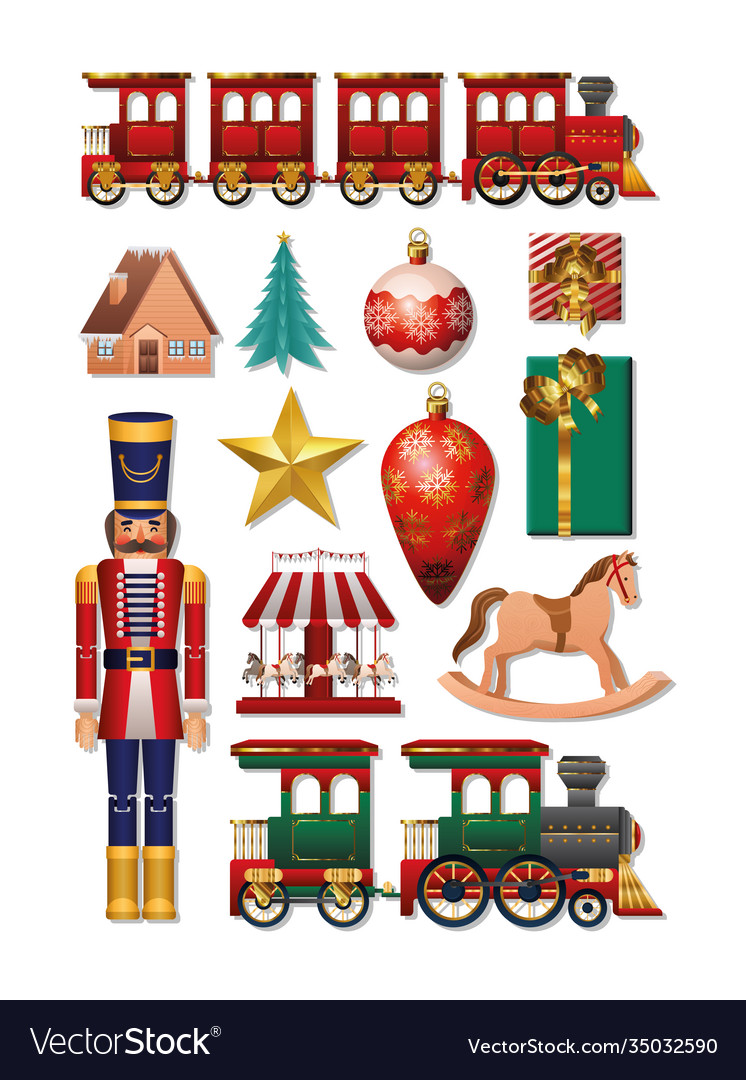Merry christmas icon set design Royalty Free Vector Image