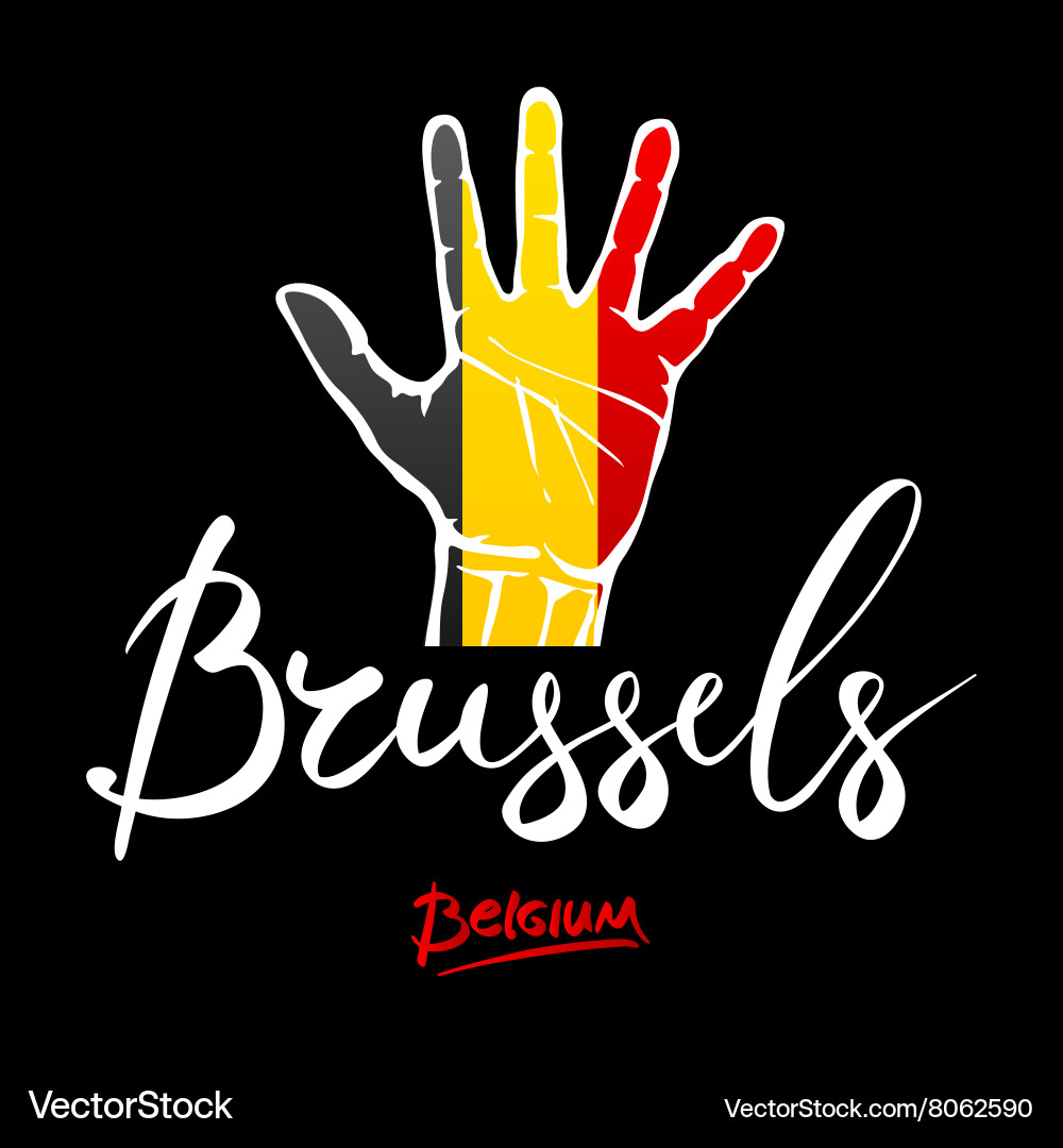 Open hand painted belgium flag lettering Vector Image