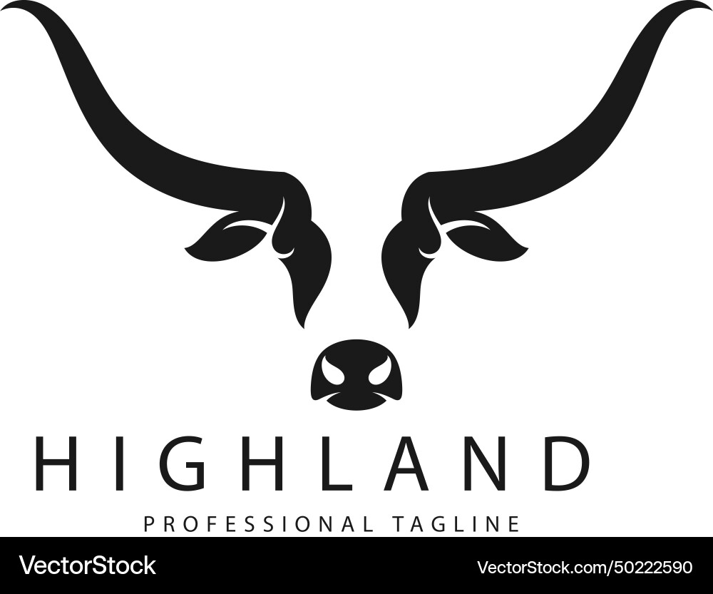 Scottish highland cow logo template Royalty Free Vector