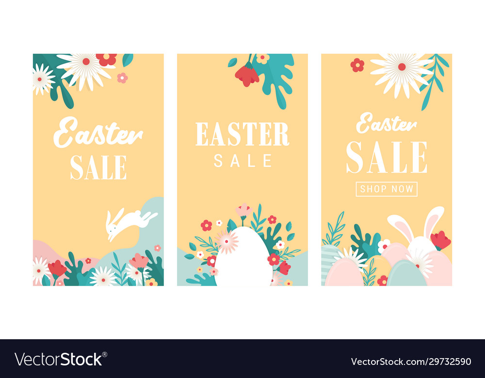 Set easter floral backgrounds easter Royalty Free Vector