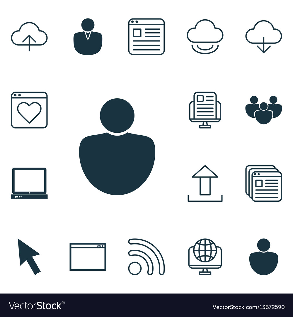 Set of 16 web icons includes program website Vector Image
