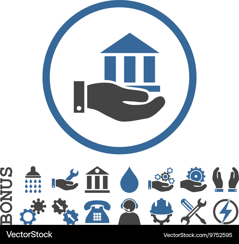 Bank service flat rounded icon with bonus Vector Image