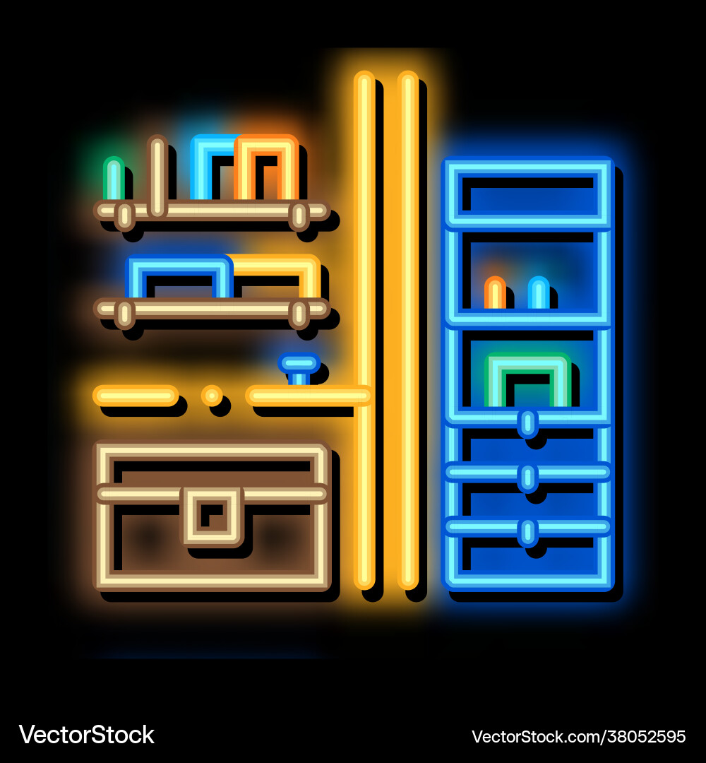 Chest drawers neon glow icon Royalty Free Vector Image