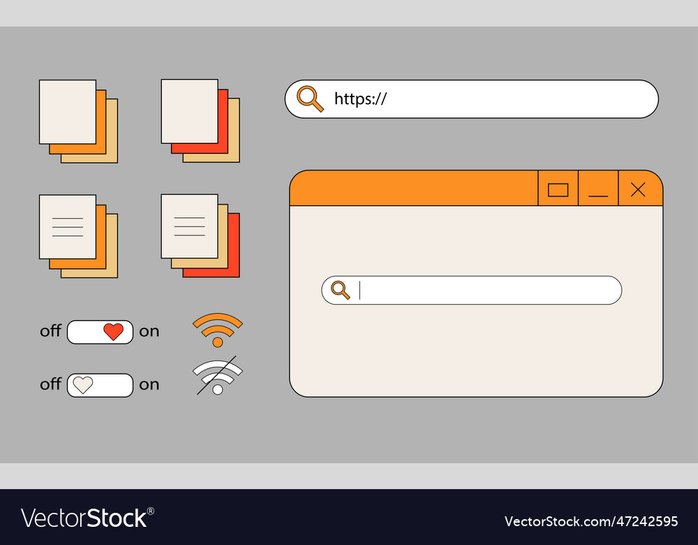 Computer elements icons button search pannel Vector Image Computer elements icons button search pannel Vector Image