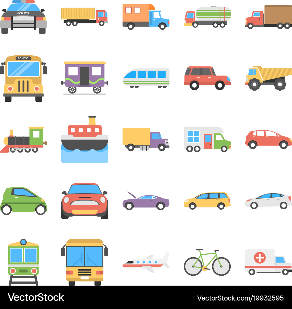 Creative flat icons set of transport Royalty Free Vector