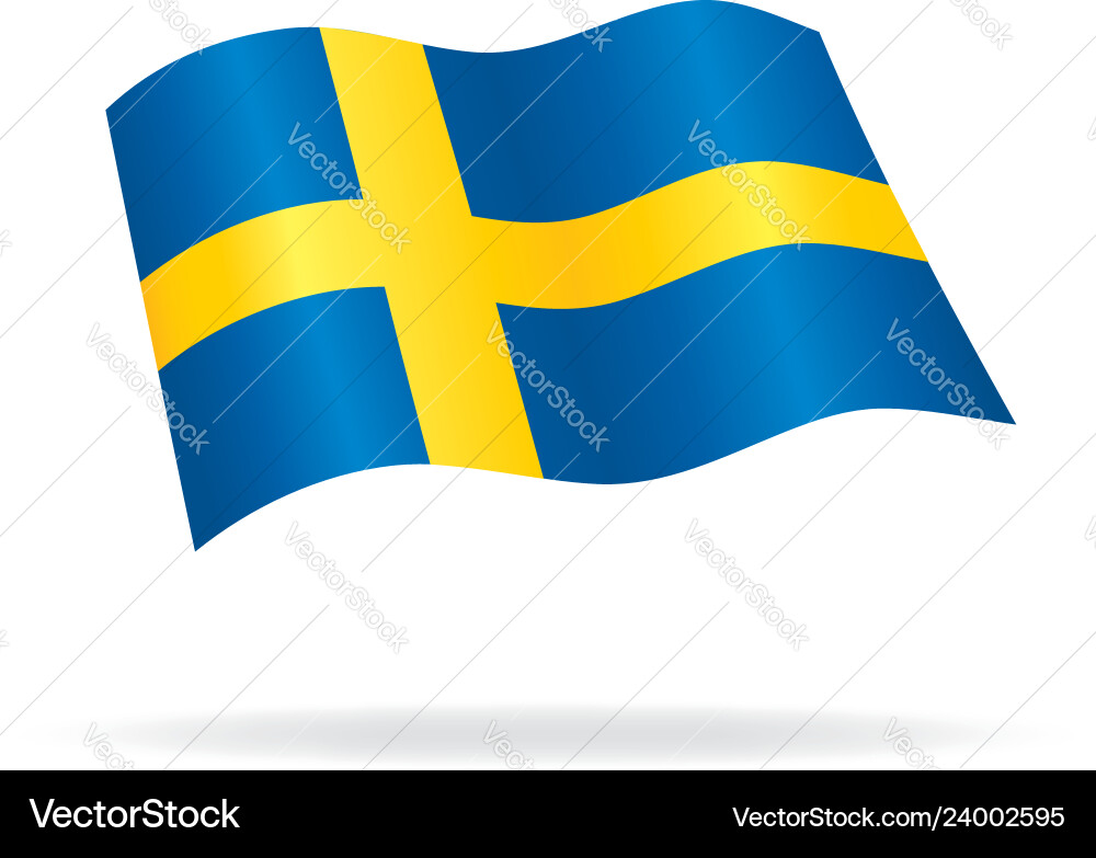 Flying swedish flag sweden silk Royalty Free Vector Image