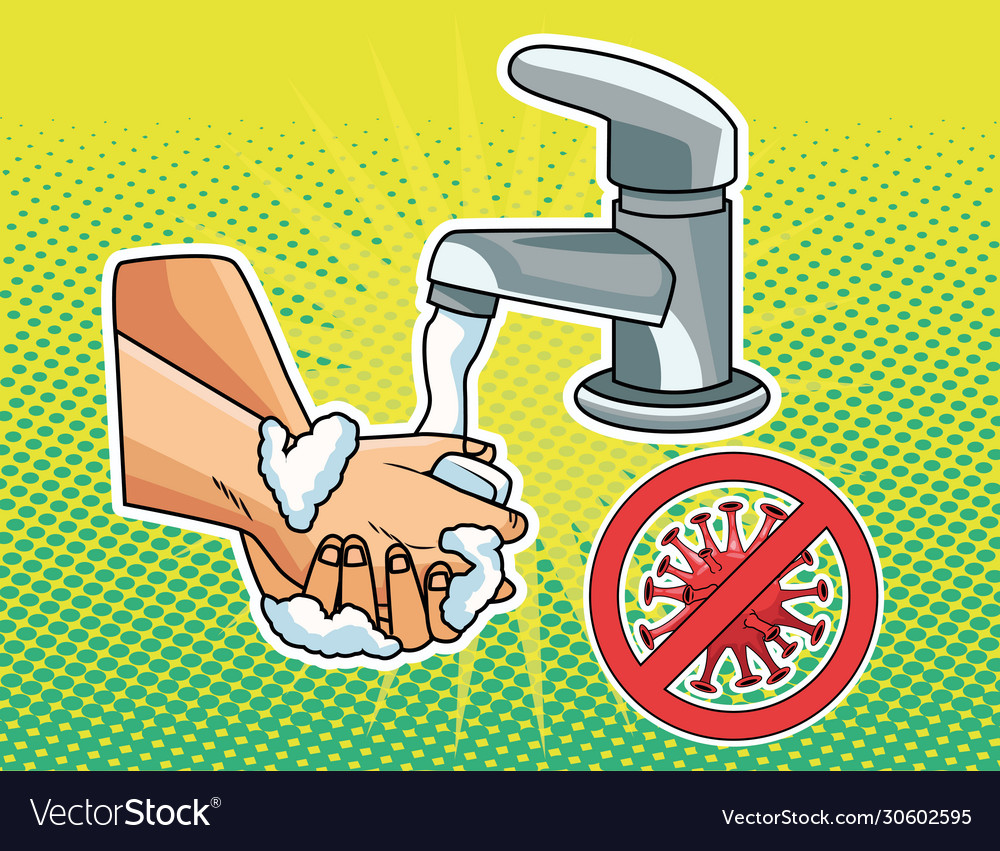 Hands washing prevention method covid19 pandemic Vector Image