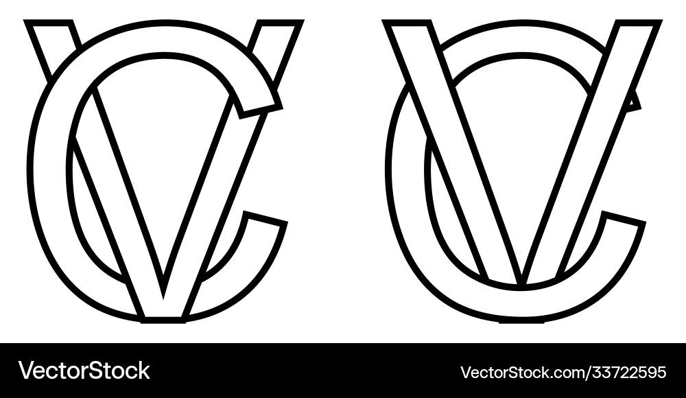 Logo sign vc cv icon two interlaced letters v Vector Image