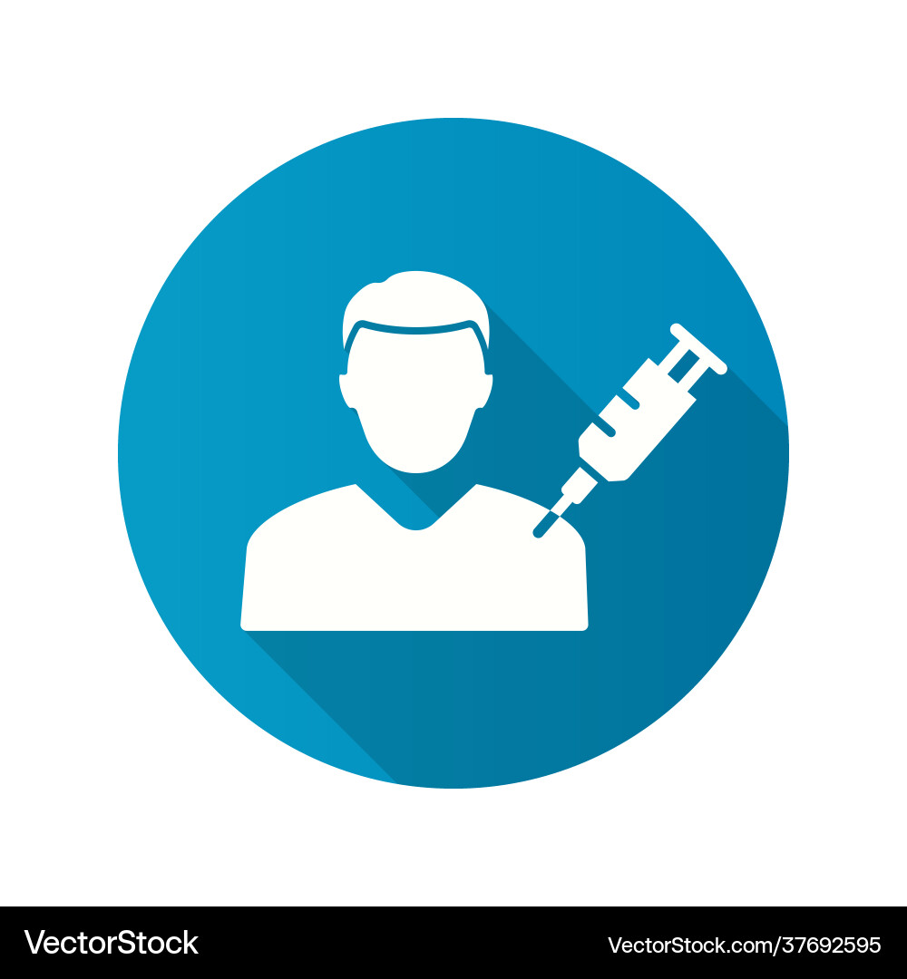 Man and syringe icon with long shadow for graphic Vector Image