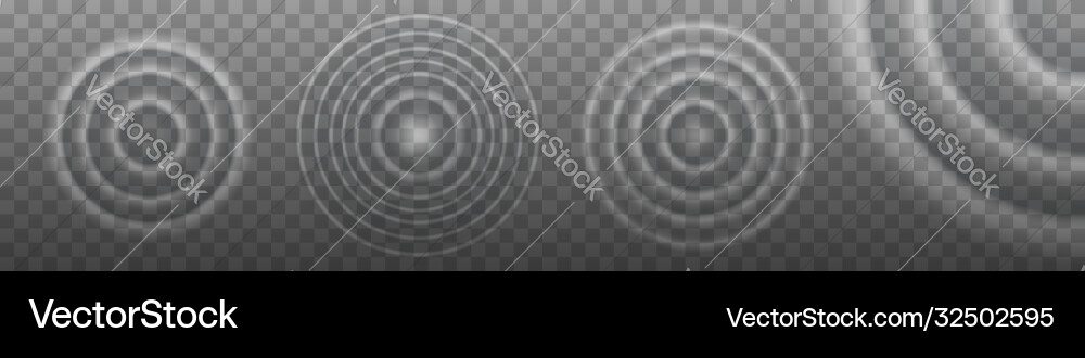 Round water ripples circle sound waves set Vector Image