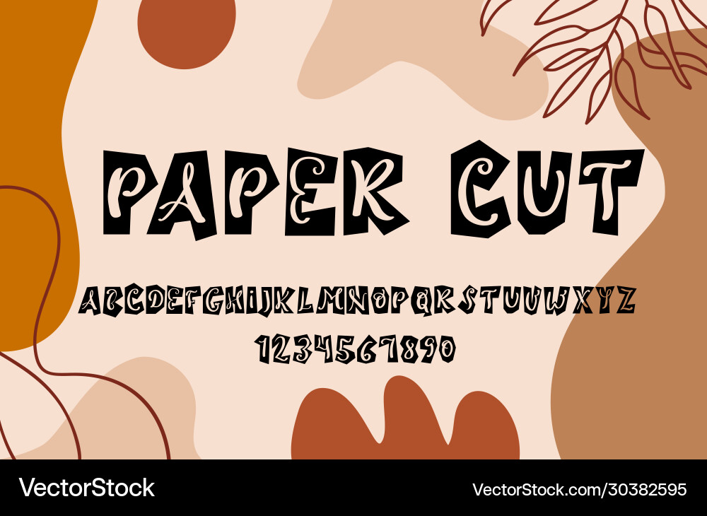 Simple paper cut font chopped handwritten Vector Image
