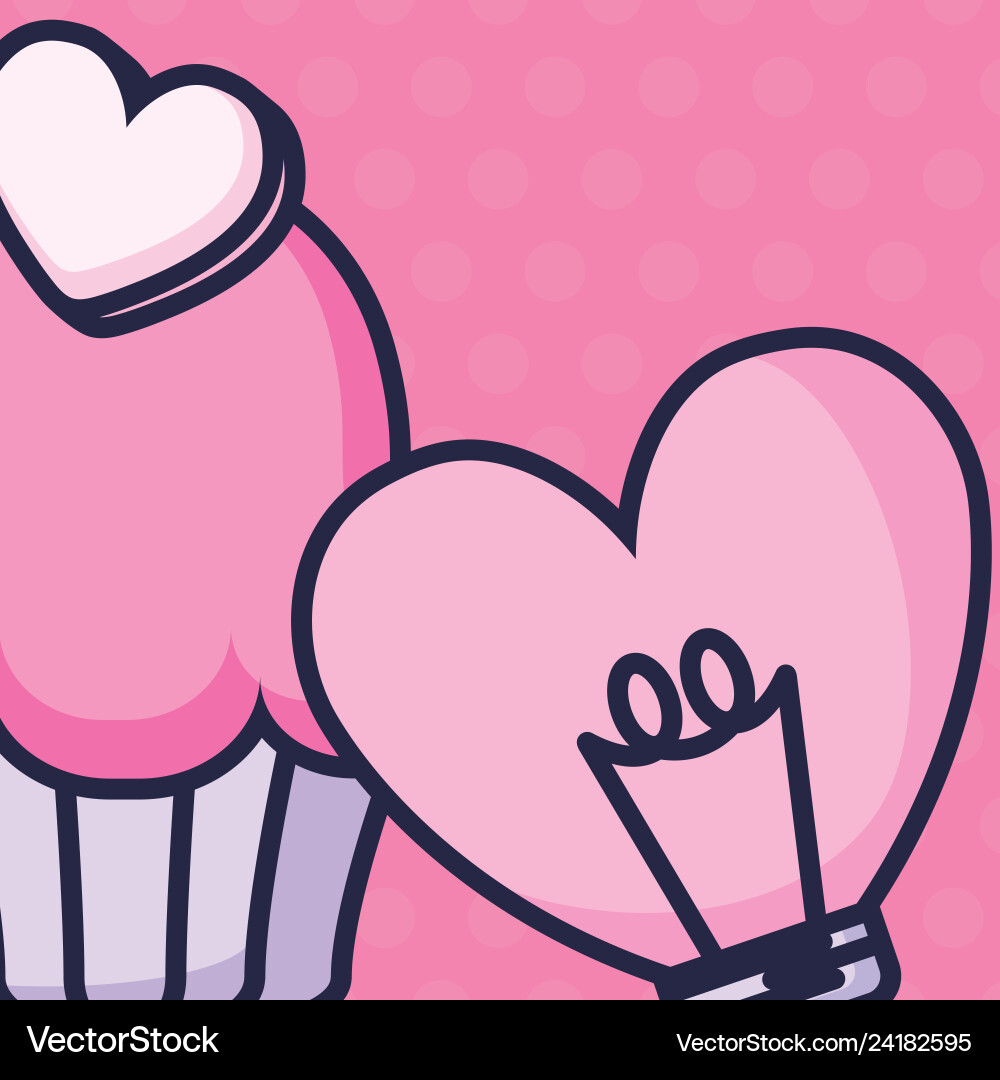Sweet cupcake with heart Royalty Free Vector Image