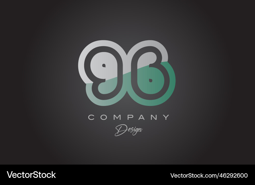 96 green grey number logo icon design creative Vector Image
