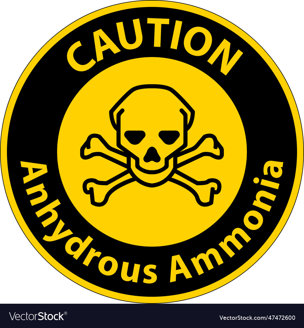 Caution anhydrous ammonia sign on white background