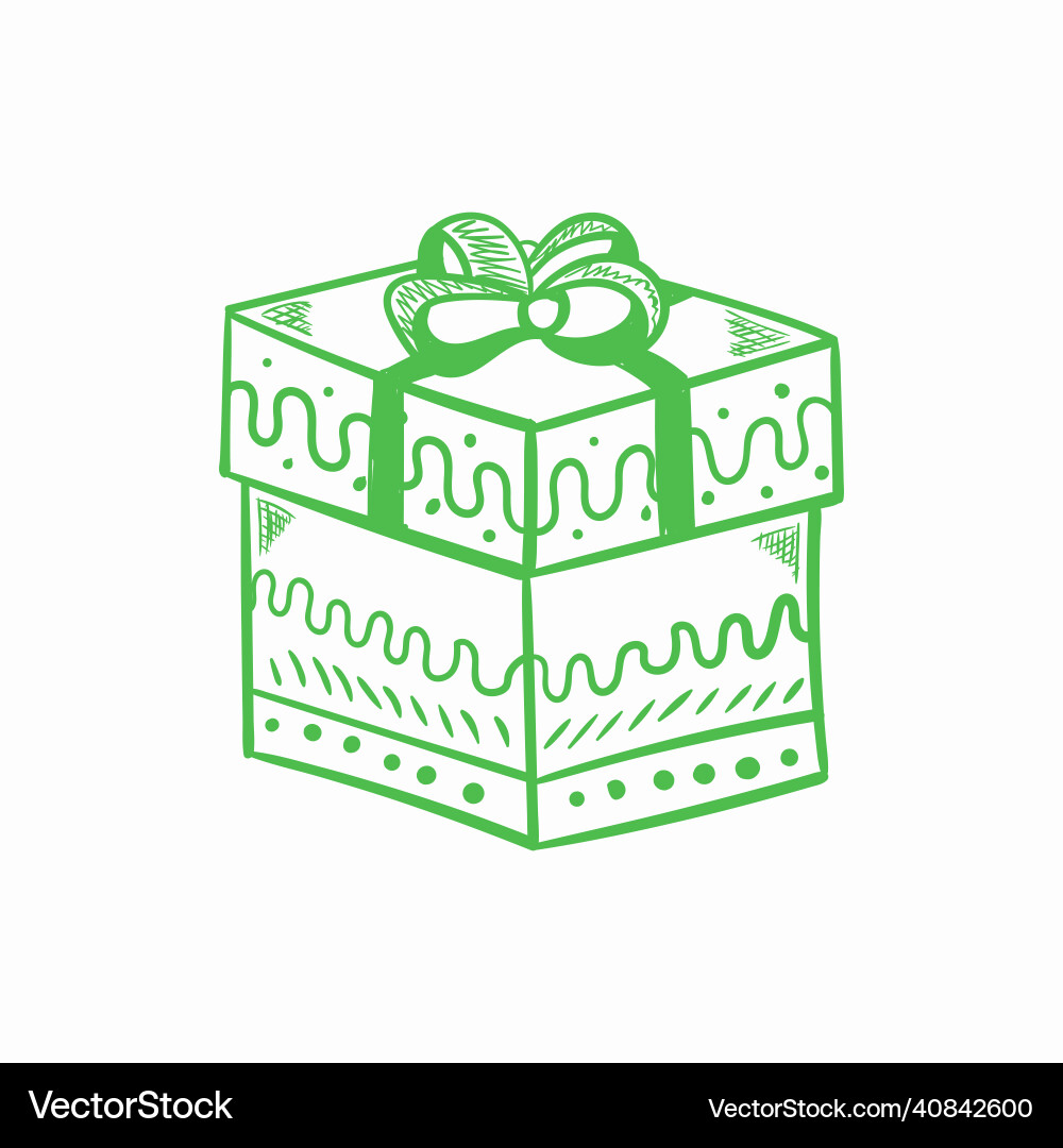 Christmas gift box in hand drawn doodle design Vector Image