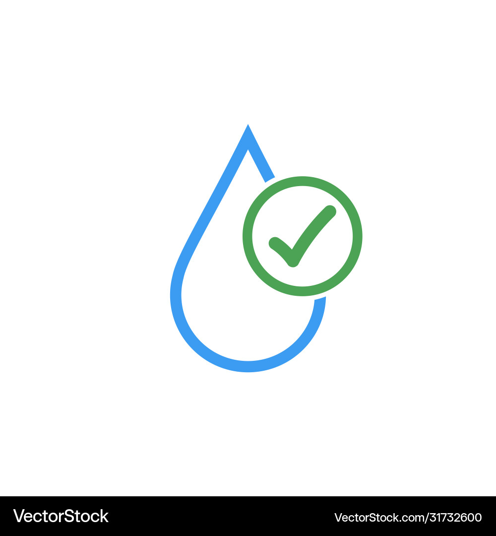 Clean drinkable water logo with checkmark Vector Image