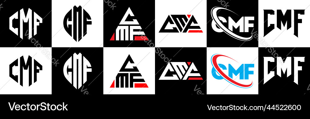 Cmf letter logo design in six style polygon Vector Image