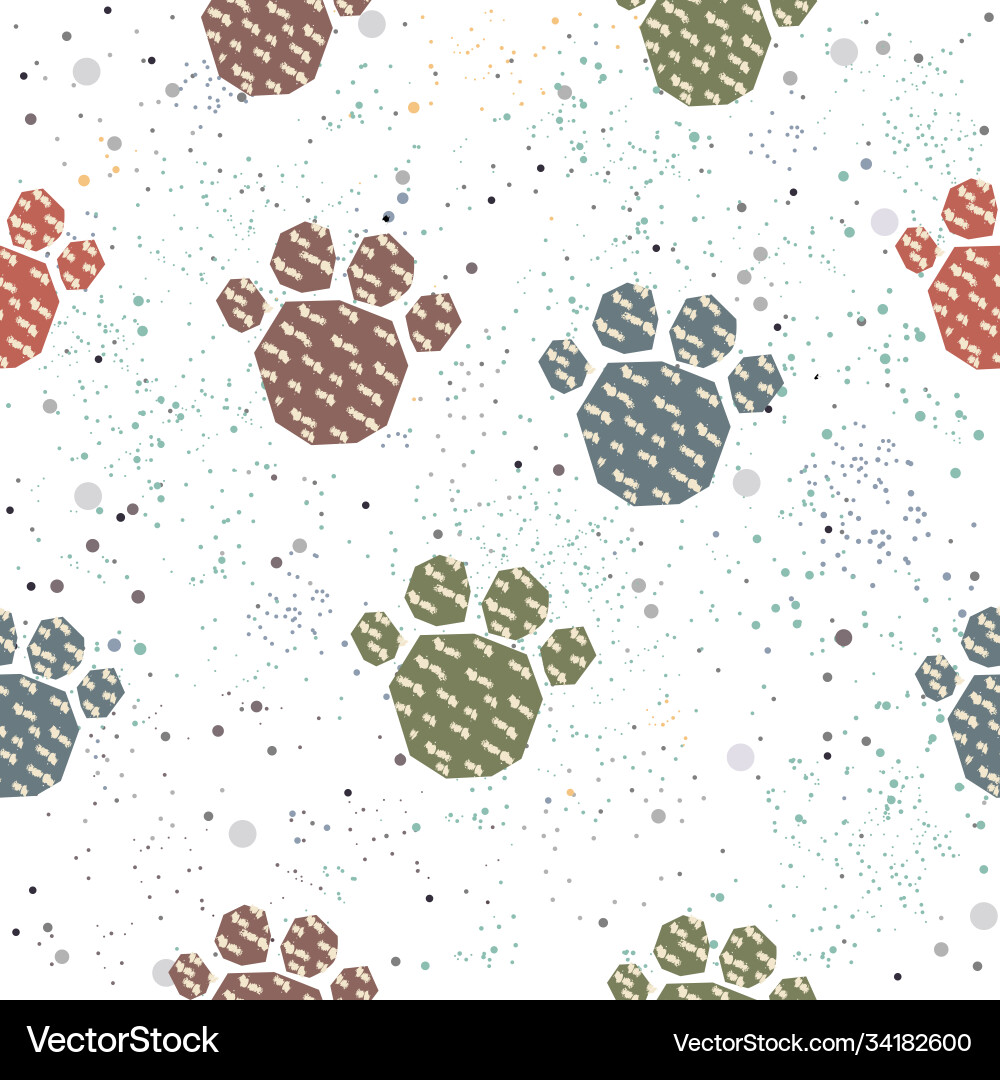 Cute pattern with golden dog paws pastel Vector Image