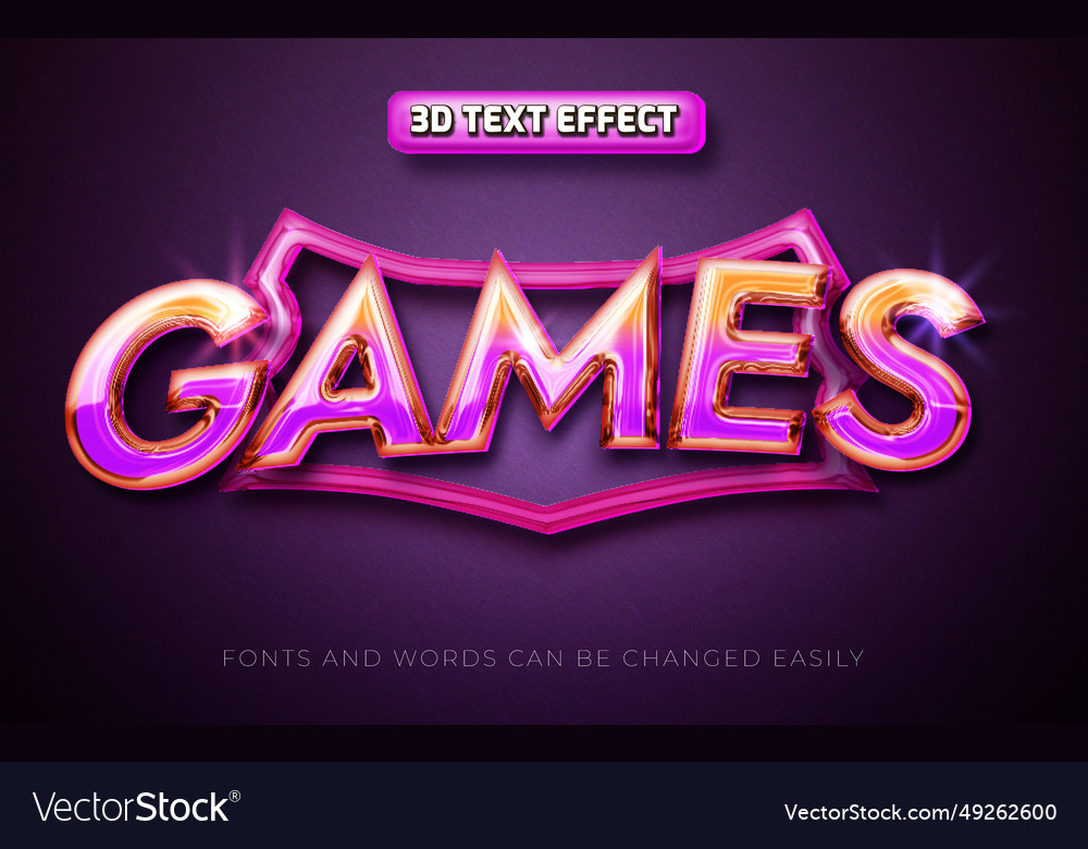 Games glossy 3d editable text effect style Vector Image