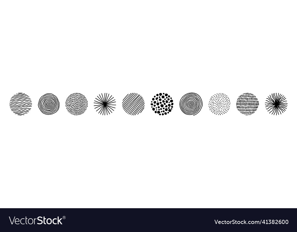 Hand drawn circles with doodle texture modern Vector Image