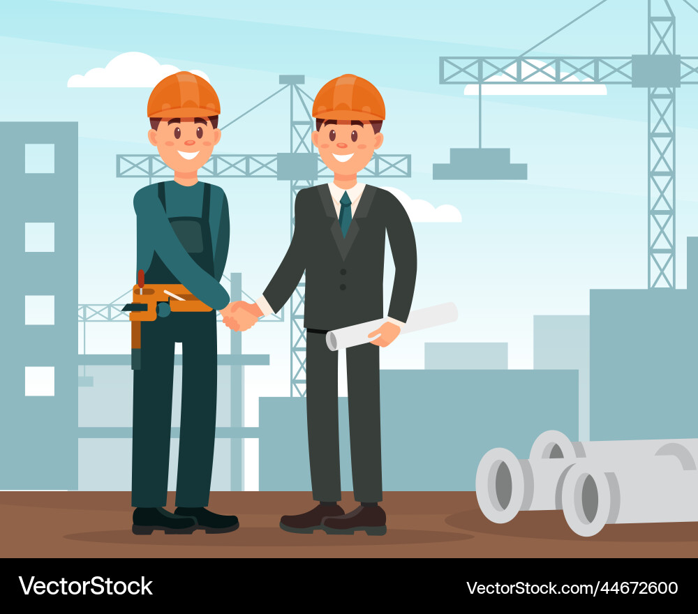 Happy man builder in hard hat and uniform Vector Image