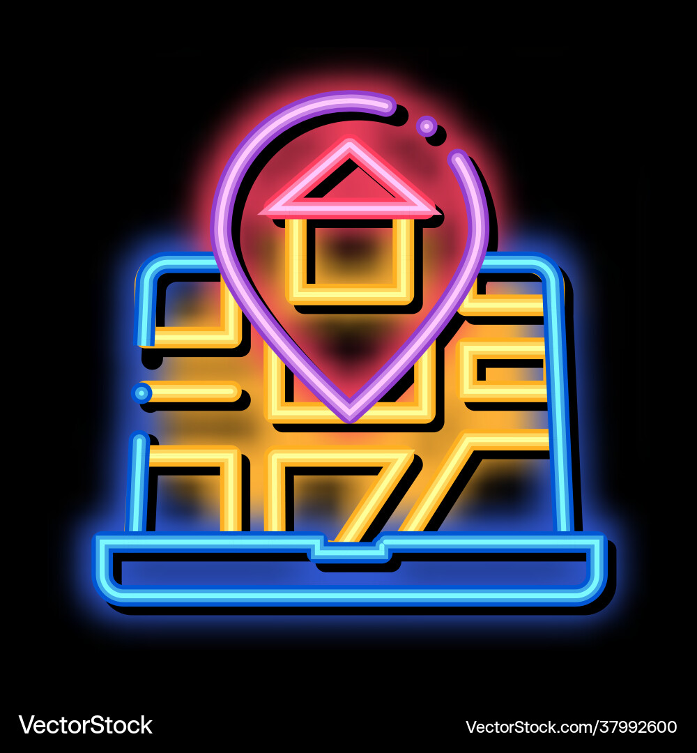 House marker location on map neon glow icon Vector Image