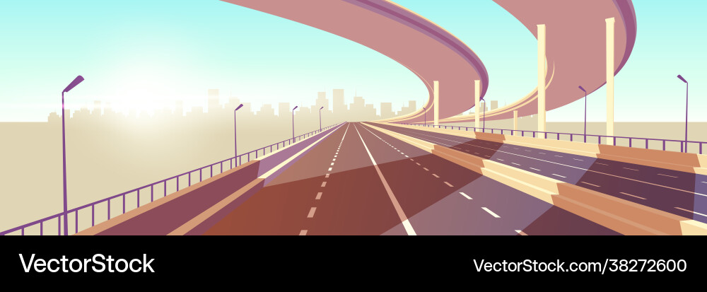 Modern metropolis speed highway cartoon Royalty Free Vector