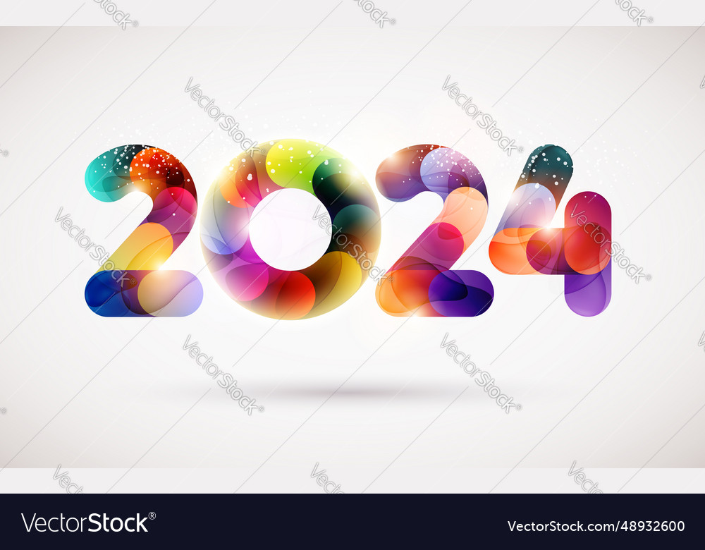 New year 2024 bright multicolored numbers Vector Image