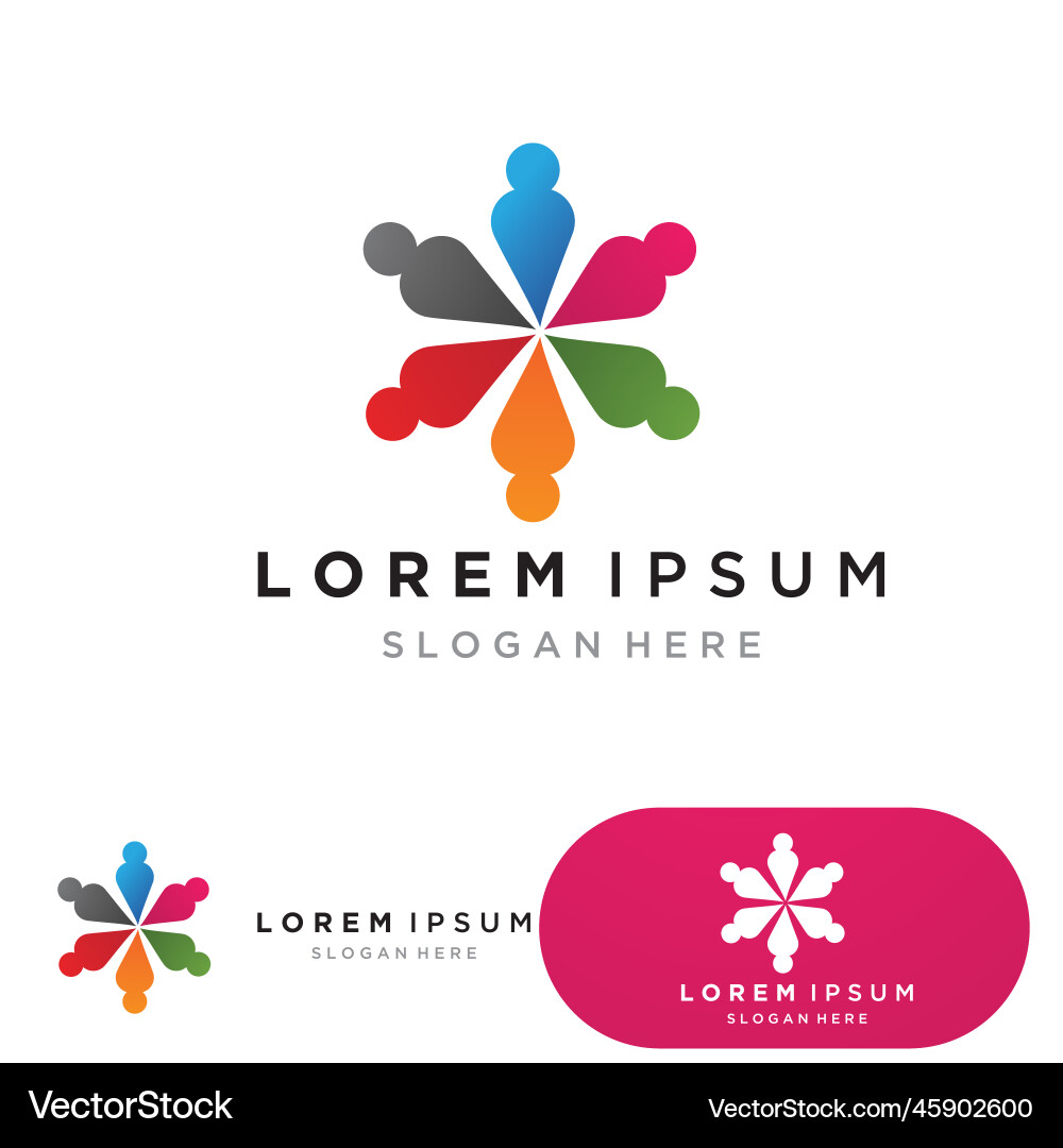 People group team friends logo Royalty Free Vector Image