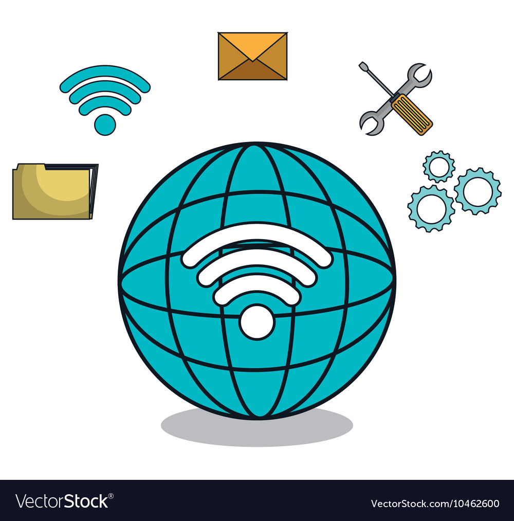 Planet globe browser settings icons Royalty Free Vector