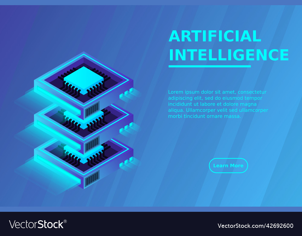 Quantum computer large data processing server Vector Image