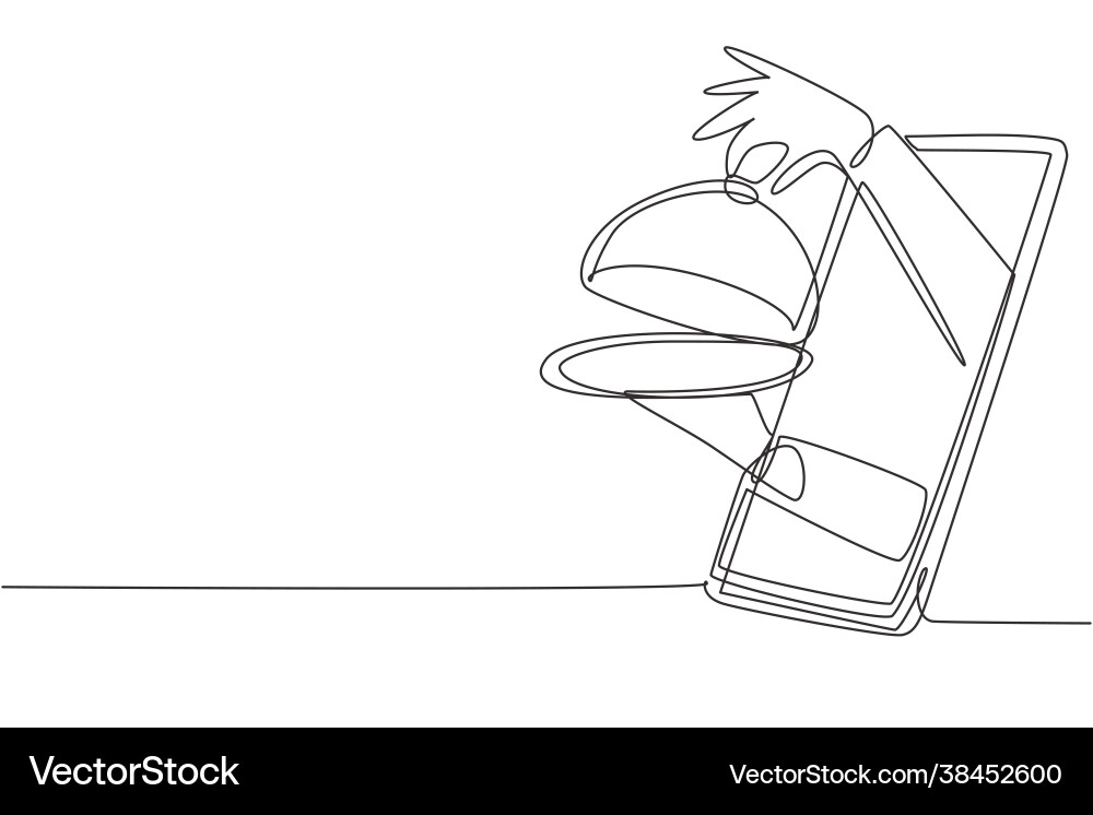 Single continuous line drawing hands out of Vector Image