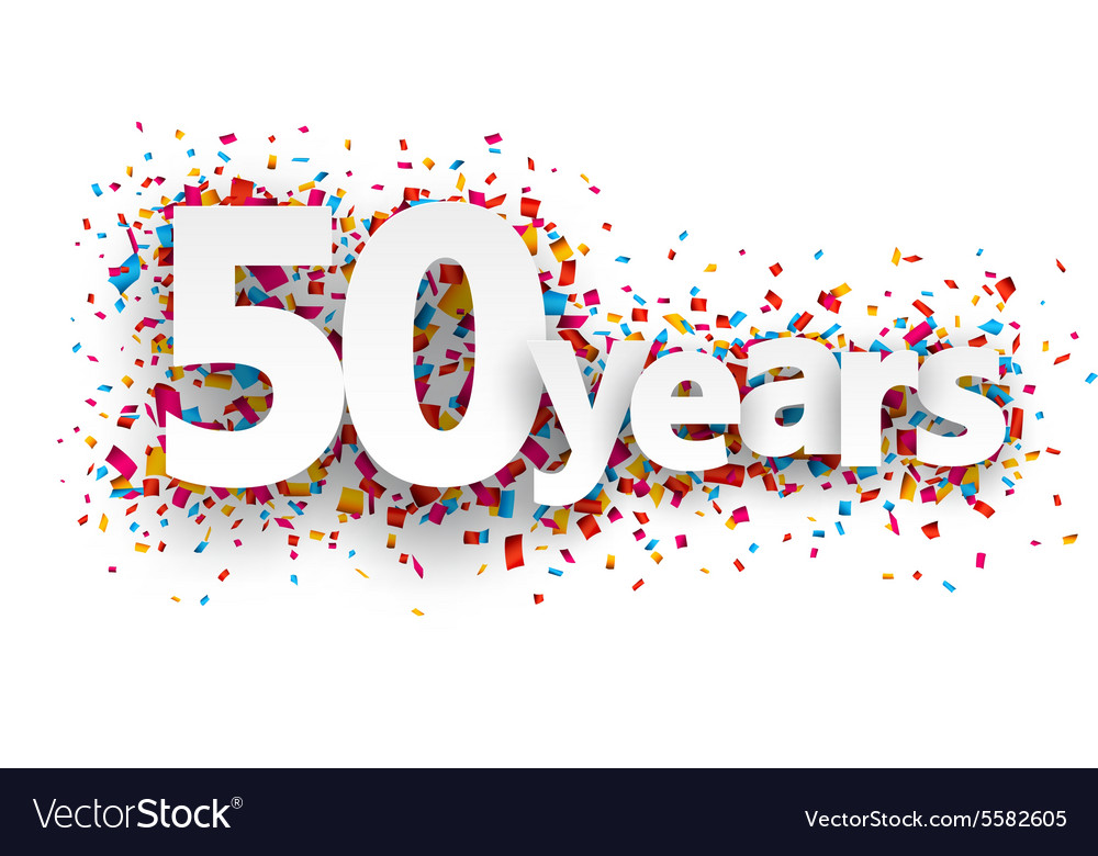 Fifty years paper confetti sign Royalty Free Vector Image
