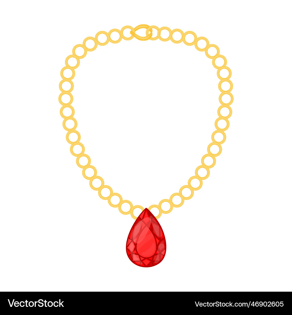 Gold necklace with a large ruby jewelry Royalty Free Vector