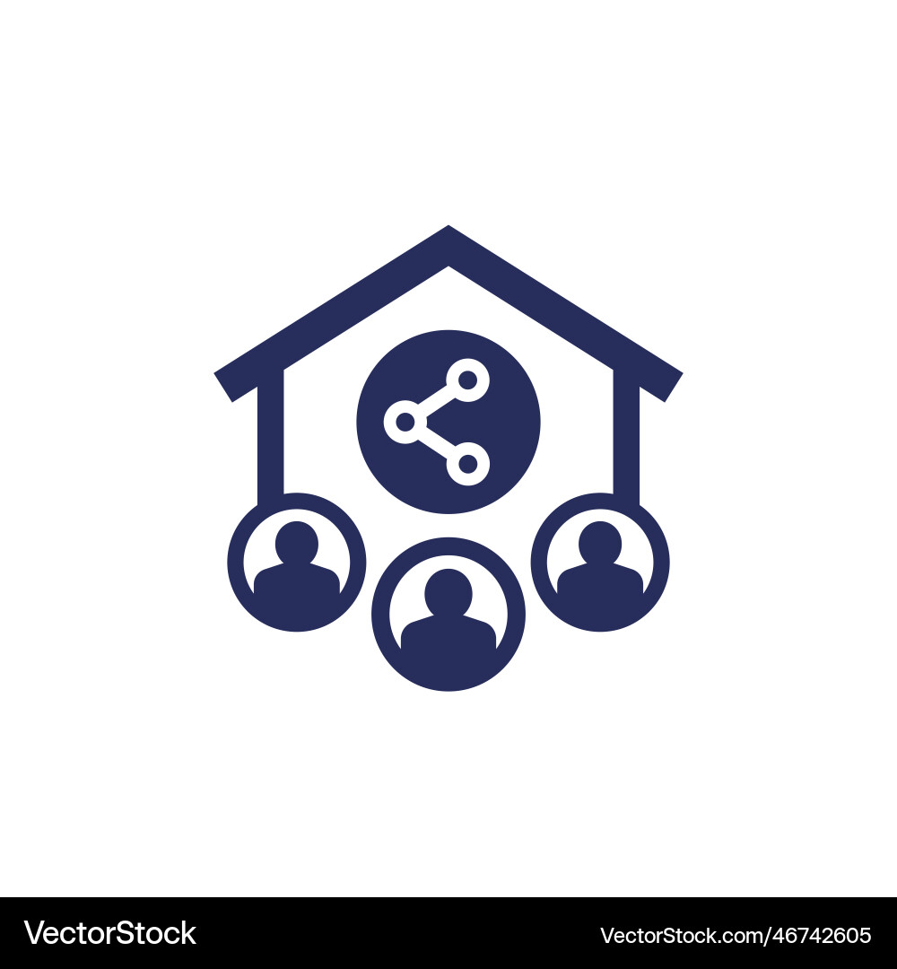 House share icon with tenants Royalty Free Vector Image