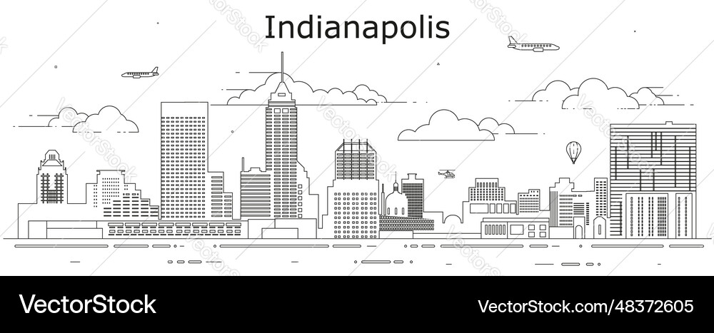 Indianapolis cityscape line art Royalty Free Vector Image