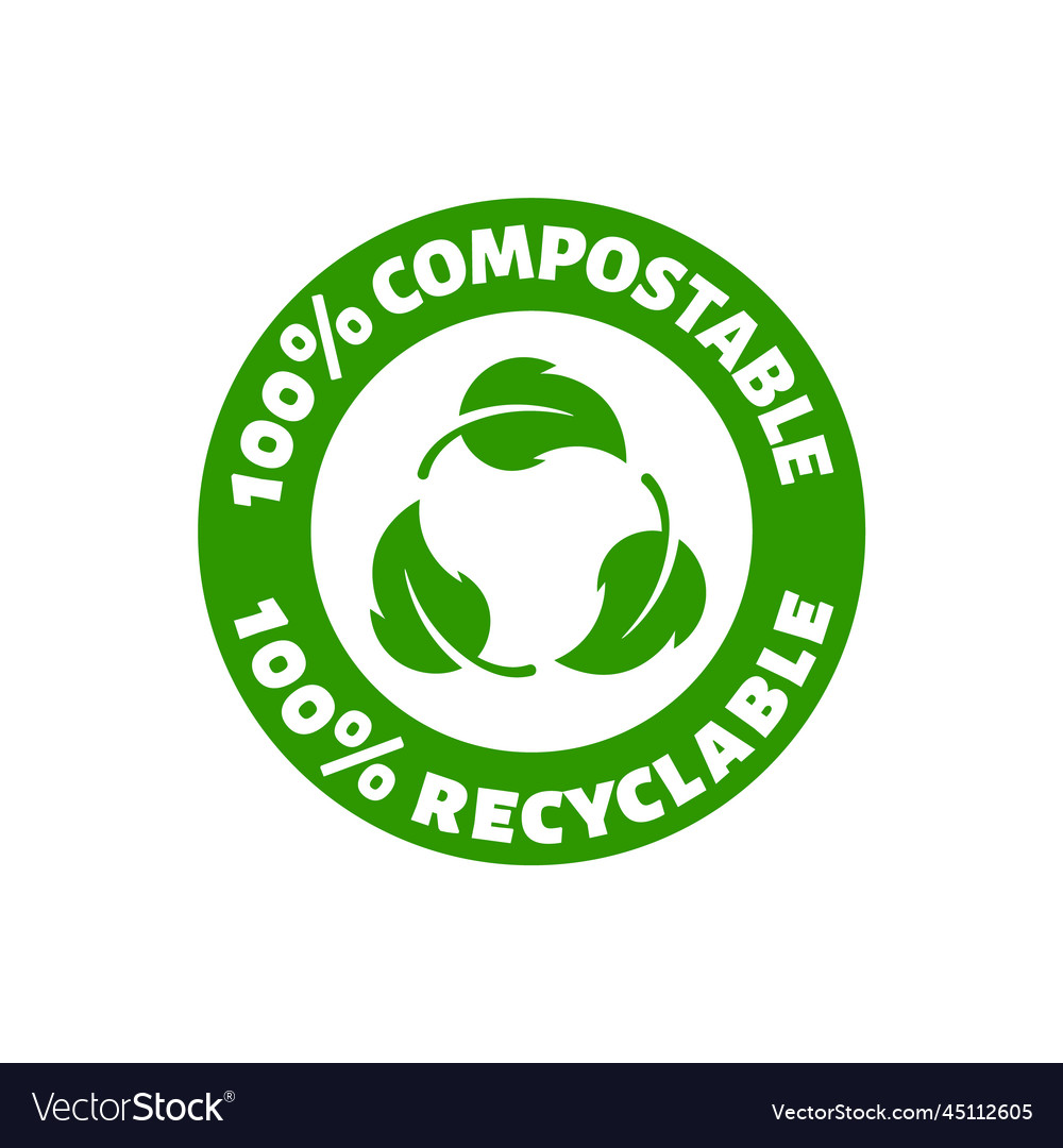 Recyclable biodegradable compostable circle green Vector Image