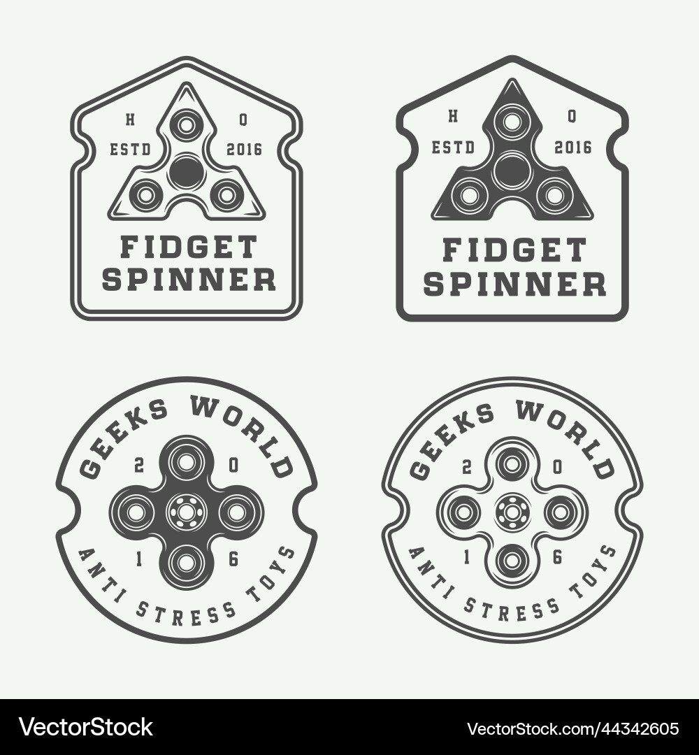 Set of vintage fidget spinners logos emblems Vector Image