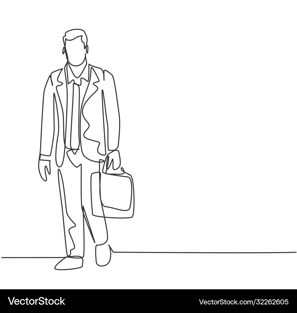 Urban commuter worker concept one single line Vector Image