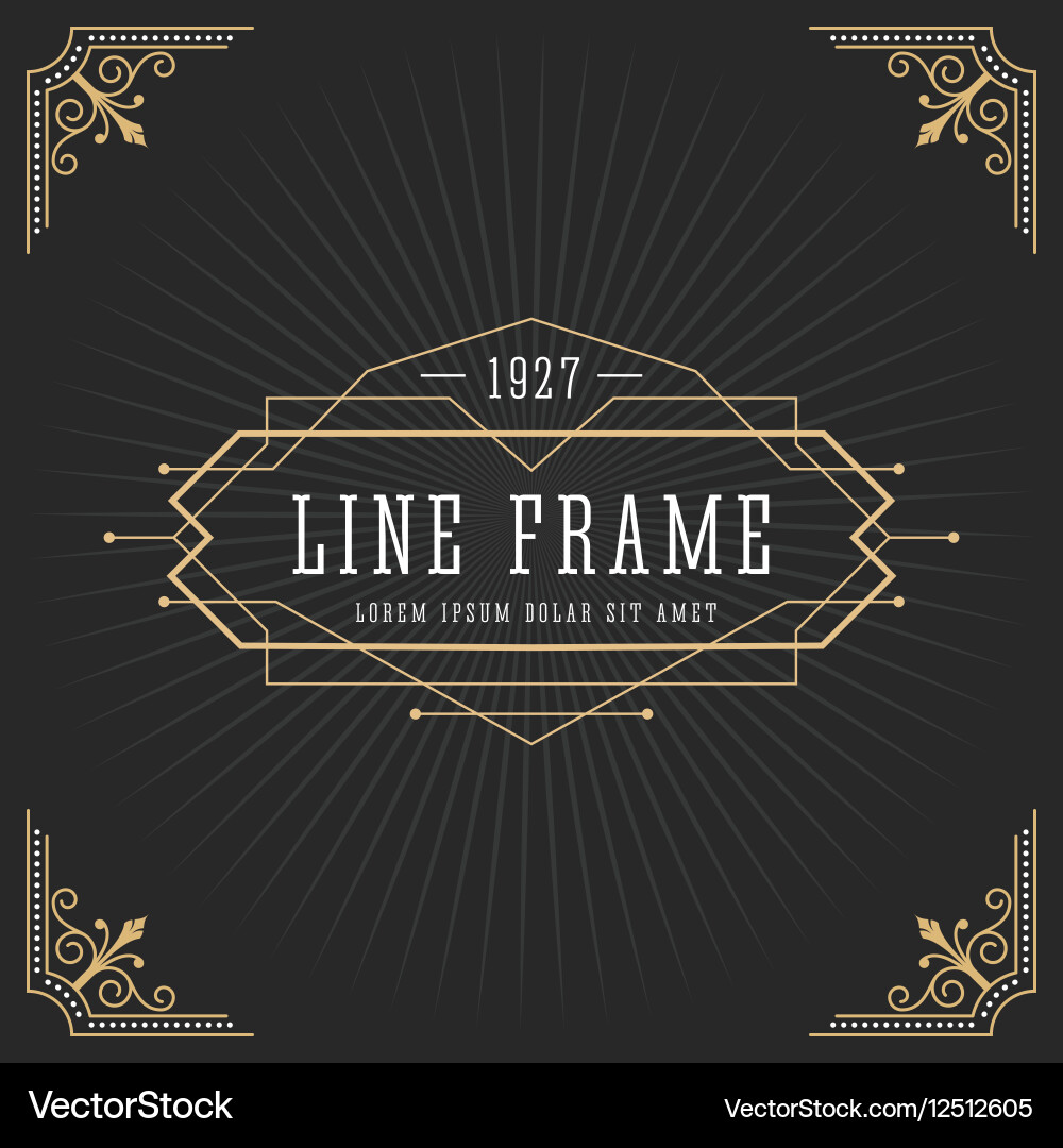 Vintage line frame design for labels Royalty Free Vector