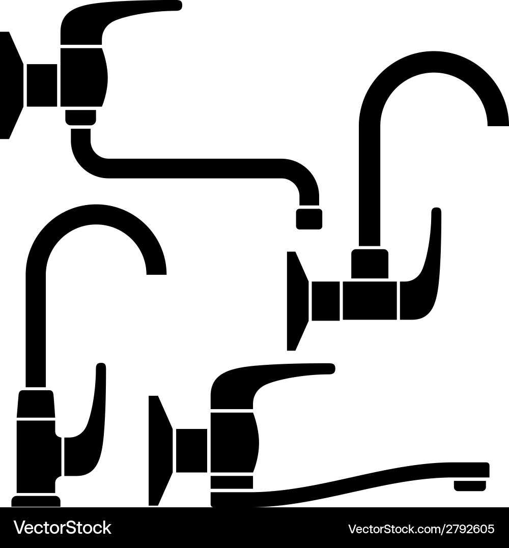 Water tap black symbols Royalty Free Vector Image