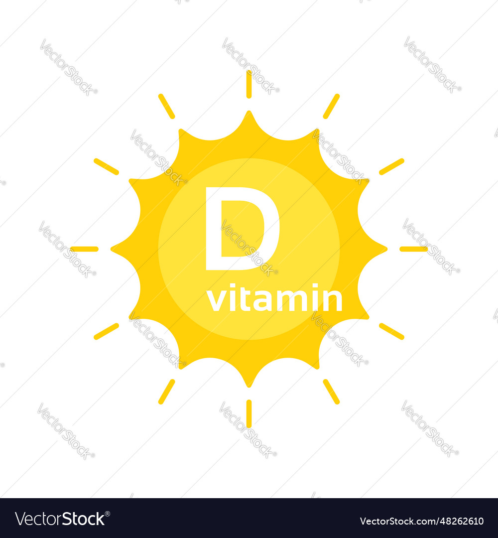 Abstract yellow sun with vitamin d simple icon Vector Image