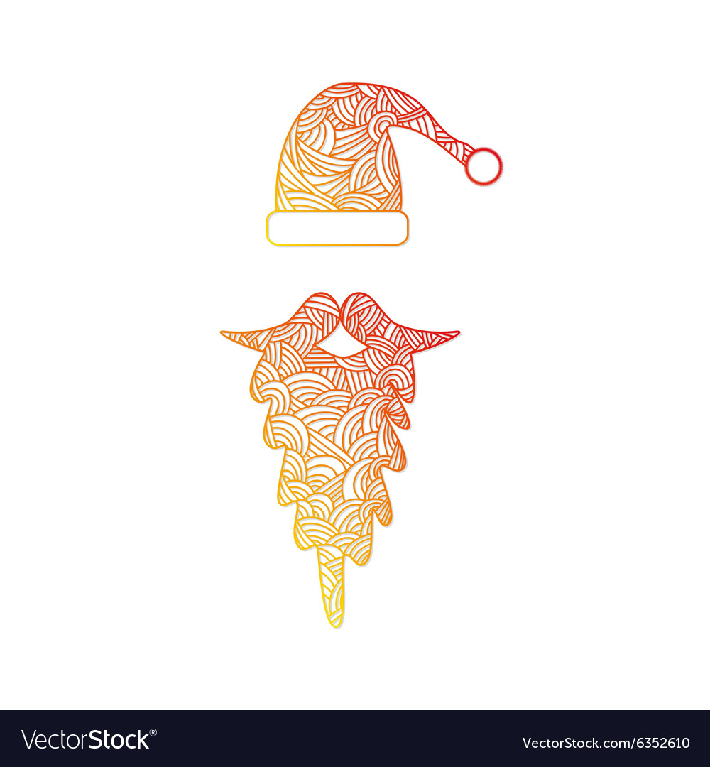 Accessories santa claus - hat and beard christmas Vector Image
