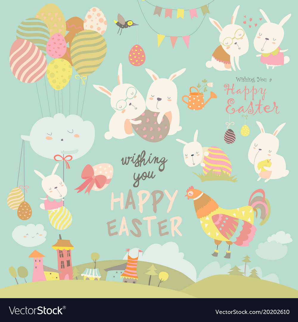 Animals celebrating easter Royalty Free Vector Image