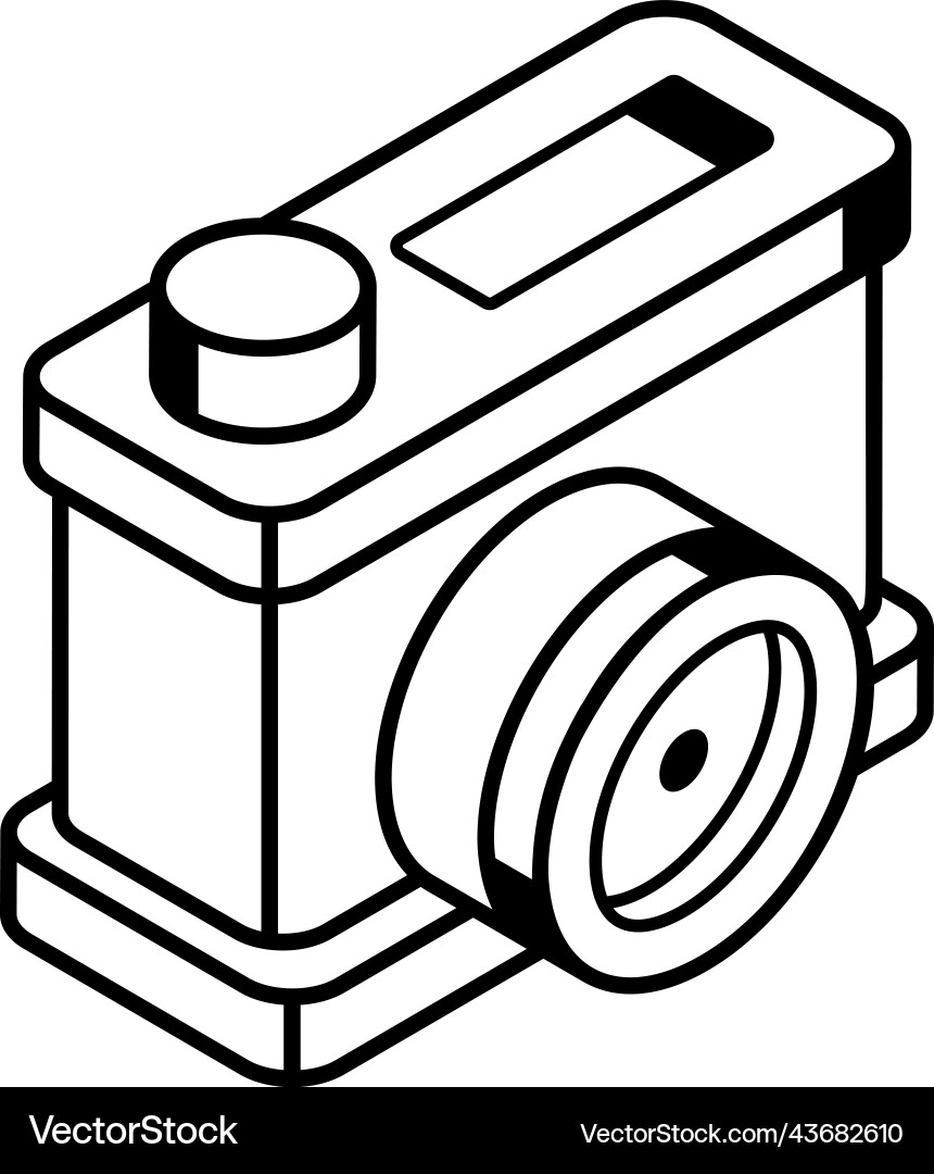 Camera in isometric icon denoting photography Vector Image