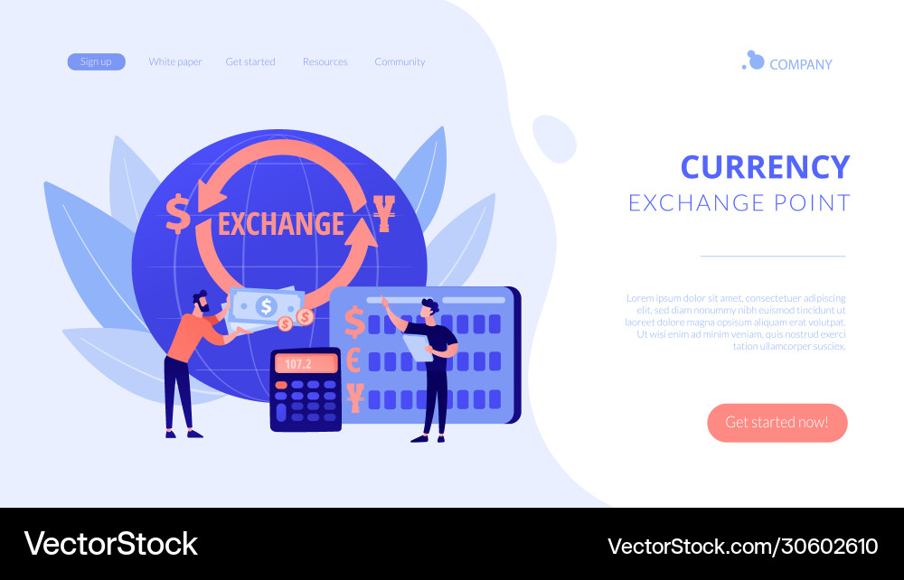Currency exchange concept landing page Royalty Free Vector